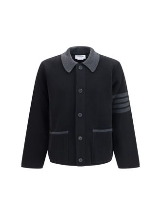 Thom Browne Cotton Piqu&eacute; 4-Bar Jacket - Black
