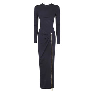 Balmain Zipped Compact Jersey Long Dress - - Dresses - Damen - Schwarzk - XS