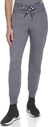 DKNY Sport Womens Metallic Two Tone Logo Drawcord Jogger, Black Cherry, X-Large