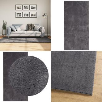 vidaXL Teppich HUARTE Kurzflor Weich und Waschbar Anthrazit 100x200 cm - Teppich Anthrazit - Teppich Kurzflor