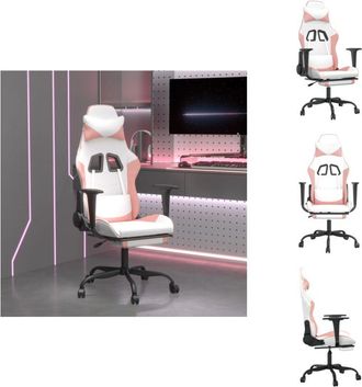 vidaXL Vidaxl - Chaise de jeu avec repose-pied Blanc et rose Similicuir - Chaises Gaming - Chaise Gamer - Fauteuil Gaming - Trône Gaming - Chaise Bureau