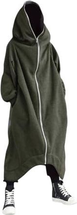 Generic Sweat à capuche vintage pour homme avec fermeture éclair intégrale - Cardigan - Trench uni - Coupe-vent - Léger - Style japonais - Avec poches, Vert, 