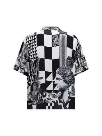 Versace Medusa Collage Print Silk Twill Shirt - Black