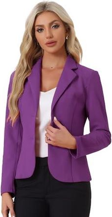 Allegra K Blazer Femme de Business &agrave; Col Revers Veste de Costume &agrave; Manches Longues Mauve S