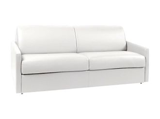 Vente-Unique Schlafsofa 4-Sitzer - Liegefl&auml;che: 160 cm - Matratzenh&ouml;he: 22 cm - Kunstleder - Wei&szlig; - CALIFE