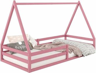 IDIMEX Lit cabane SILA 90 x 200 cm, en pin massif rose