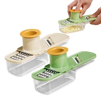 Generico Gem&uuml;seschneider, 2 St&uuml;ck, Lebensmittelm&uuml;hle, mit Beh&auml;lter, Kartoffelschneider mit Handschutz, f&uuml;r Knoblauch, Ingwer, Karotten, Kartoffeln, K&uuml;che, Zube