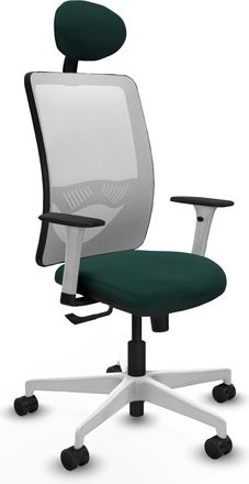 Piqueras y Crespo B&uuml;rostuhl, Gr&uuml;n Zulema mit wei&szlig;en und schwarzen Armlehnen, h&ouml;henverstellbarer Lendenwirbelst&uuml;tze und festem Kopfteil, ausgestattet mit 3 Positionen, W