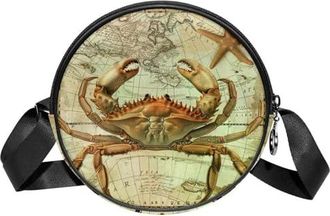 Generic Sac &agrave; bandouli&egrave;re rond rond pour femme, petit sac &agrave; bandouli&egrave;re en forme de crabe avec fermeture &eacute;clair et bretelles r&eacute;glables
