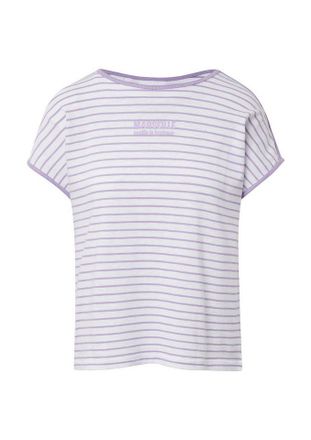 Comma Kurzarmshirt T-Shirt Gestreiftes T-Shirt aus Baumwollmix