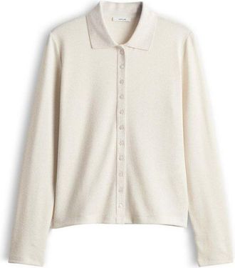 OPUS Langarm-Poloshirt Sugimi aus Jersey mit M&eacute;lange-Effekt Figurbetonte Form mit Polokragen und angerauter Oberfl&auml;che