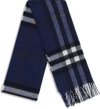 Burberry Cashmere Check Pattern Scarf - Navy