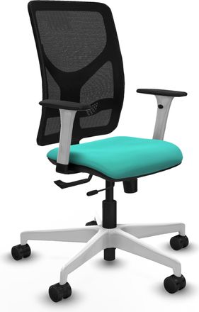 Piqueras y Crespo Schreibtischstuhl T&uuml;rkis, mit wei&szlig;en und schwarzen Armlehnen, h&ouml;henverstellbare Lendenwirbelst&uuml;tze, ausgestattet mit Syncro/Traslack und Schneideschau