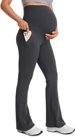 CRZ YOGA Butterluxe Legging &Eacute;vas&eacute; de Maternit&eacute; avec Poches Yoga Entra&icirc;nement Pantalon - 79cm Myst&eacute;rieux Gris 38