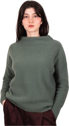 Vince Femme, Pulls, Vert, Taille: 38 FR Pull Douillet en Cachemire &agrave; Col Chemin&eacute;e