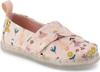 Toms Jungen Mädchen Classic Alpargata Flacher Slipper, Ballett Pink Glitter Fairy Garden, 28.5 EU