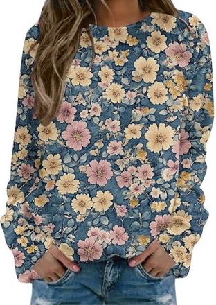 Generic Pull pour femme - Imprim&eacute; graphique - Haut surdimensionn&eacute; - Col rond - Manches longues - Automne - Hiver - D&eacute;contract&eacute; - Confortable - Tendance - Conf