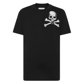 Philipp Plein Homme, Tops, Noir, Taille: S T-shirt Col Rond MC Skull&Bones