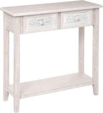 Atmosphera Atmosphera - Konsole Hina - gebleichtes Holz - 2 Schubladen - Leinen weiß