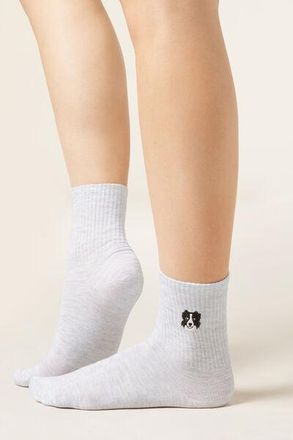 Calzedonia Socken Mit Dog-stickerei Grau