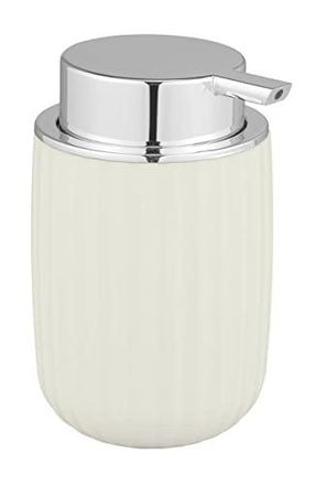 WENKO Seifenspender Agropoli Cremeweiß, nachfüllbarer Spender für Flüssigseife aus hochwertigem Kunststoff mit plastischer Formgebung & strukturierter Oberf