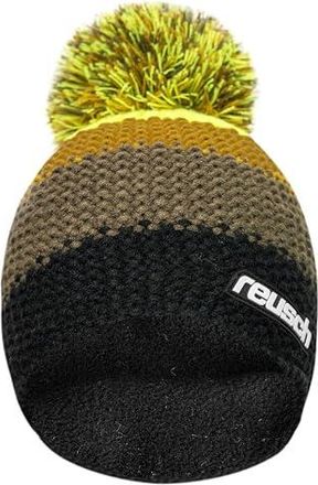 Reusch Enzo Beanie Bonnet, Noir-Brun-Jaune, Taille Unique Mixte