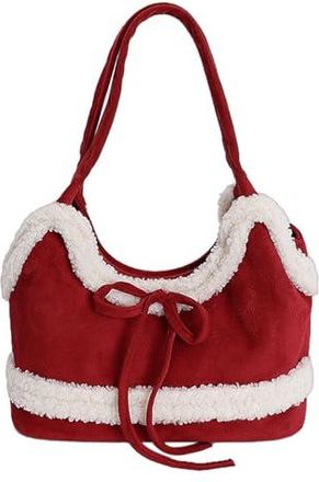 Generic Cymwer Sac &agrave; bandouli&egrave;re en cuir PU pour femmes, capacit&eacute;, avec noeud, pour le travail et les sorties (rose)