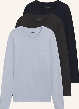 HUGO BOSS 3er-Pack Longsleeves blau