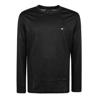 Emporio Armani Homme, Tops, Noir, Taille: L T-shirt &agrave; manches longues avec logo brod&eacute;