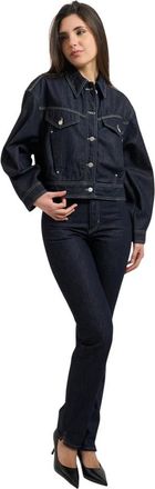 HUGO BOSS Femme, Vestes, Bleu, Taille: 42 FR Veste Courte Coupe Droite