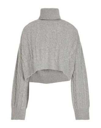 8 by YOOX CABLE KNIT CROPPED ROLL-NECK