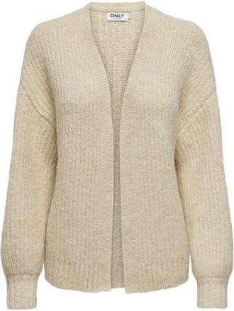 Only Onlmaggie Life Ls Rib Open Cardi CC KNT Cardigan, Bouleau/détail : mélange, S Femme