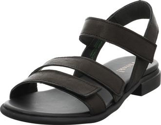 Think Damen KAMAA chromfrei gegerbte nachhaltige Sandale, SCHWARZ 0000