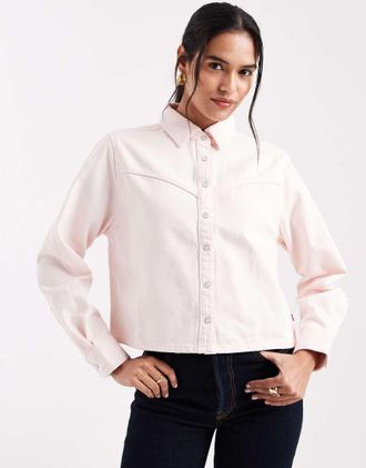 Levi's Logan - Kastige Jeans-Hemdjacke in Rosa