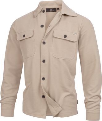 Indicode Herren INNello Langarmhemd mit Kentkragen | Übergangsjacke Herrenhemd Freizeithemd Simply Taupe, XXL