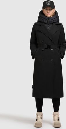 Khujo Trenchcoat KHUJO ELENA, Damen, Gr. XL, schwarz, 100% Polyester, unifarben, regular fit, eingesetzt elastischer Bund, Mäntel, Topseller