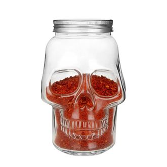 Generico Totenkopf-Getr&auml;nkeflasche - Wiederverwendbarer Beh&auml;lter in Totenkopfform, gruseliges Deko-Design, in Lebensmittelqualit&auml;t, sicherer Deckelverschluss |