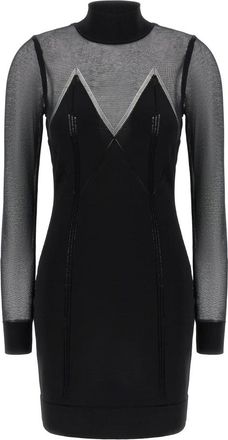 Elisabetta Franchi Femme, Robes, Noir, Taille: 38 FR Mini-robe en maille avec d&eacute;tails transparents