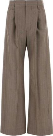 Victoria Beckham Femme, Pantalons, Brun, Taille: 36 FR Pleated Trouser