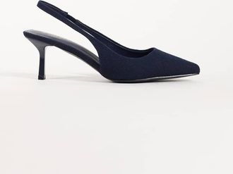 Simmi London Simmi London Sadel chaussures &agrave; talons slingback textur&eacute;es en bleu marine