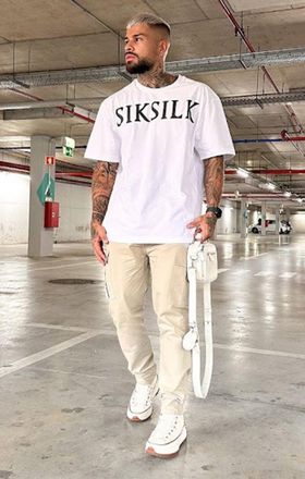Siksilk Wei&szlig; entspannter Fit T-Shirt M