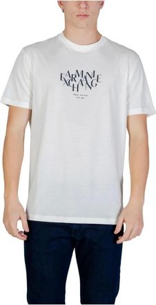 A|X Armani Exchange Homme, Tops, Blanc, Taille: S T-Shirt Imprim&eacute; &agrave; Col Rond et Manches Courtes
