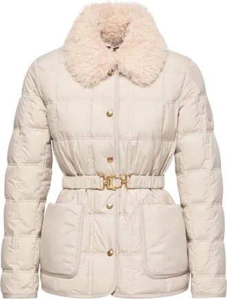 Moncler Moncler Doudoune Courte &Agrave; Ceinture Cygnes, Femme, Beige, Taille: 00