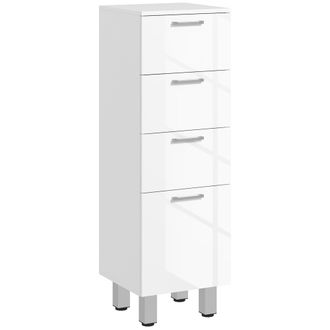 Kleankin Badezimmerschrank Nischenschrank schmal mit 3 Schubladen, verstellbar Regal Toilettenschrank Badschrank Beistellschrank für Badezimmer, kleine Räume, 