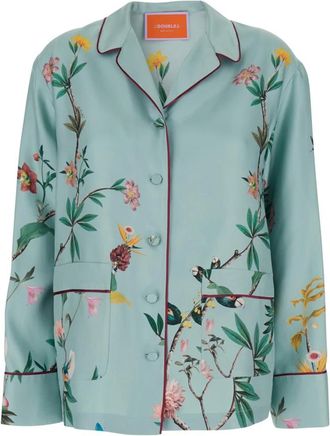 La DoubleJ Femme, Blouses et Chemises, Bleu, Taille: 42 FR Pajama Shirt Zooflora Plac&eacute;e