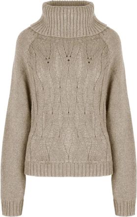 Bomboogie Femme, Pulls, Beige, Taille: 42 FR Pull Court Col Montant Doux au Toucher