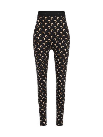 Marine Serre Logo-Monogram Leggings - Black