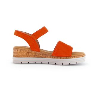 Gabor Orangefarbene Wildledersandale mit Klettverschluss - - Shoes - Damen - Orange - 38 1/2 EU
