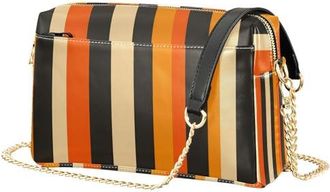 Mnsruu Sacs à bandoulière pour femme, sac à main en cuir orange à rayures horizontales