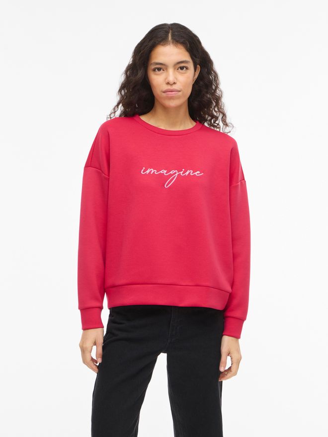 Sweater VILA VISIFFI IMAGINE O-NECK L/S TOP/PB, Damen, Gr. XL, jazzy print:embroidery cherry blossom, fiji, Sweatware, Obermaterial: 80% Polyester, 15